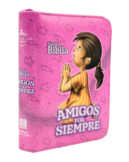 Biblia para niños Amigos por Siempre RVR 1960 Cierre Color Rosa ...